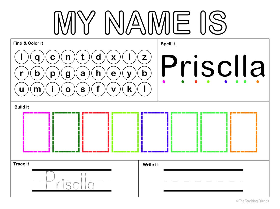 Personalized Name Worksheet: Spell, Trace & Write - Custom Kids ...