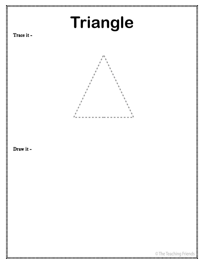 2D Shapes Tracing Drawing Worksheets Preschool Kindergarten Math ...