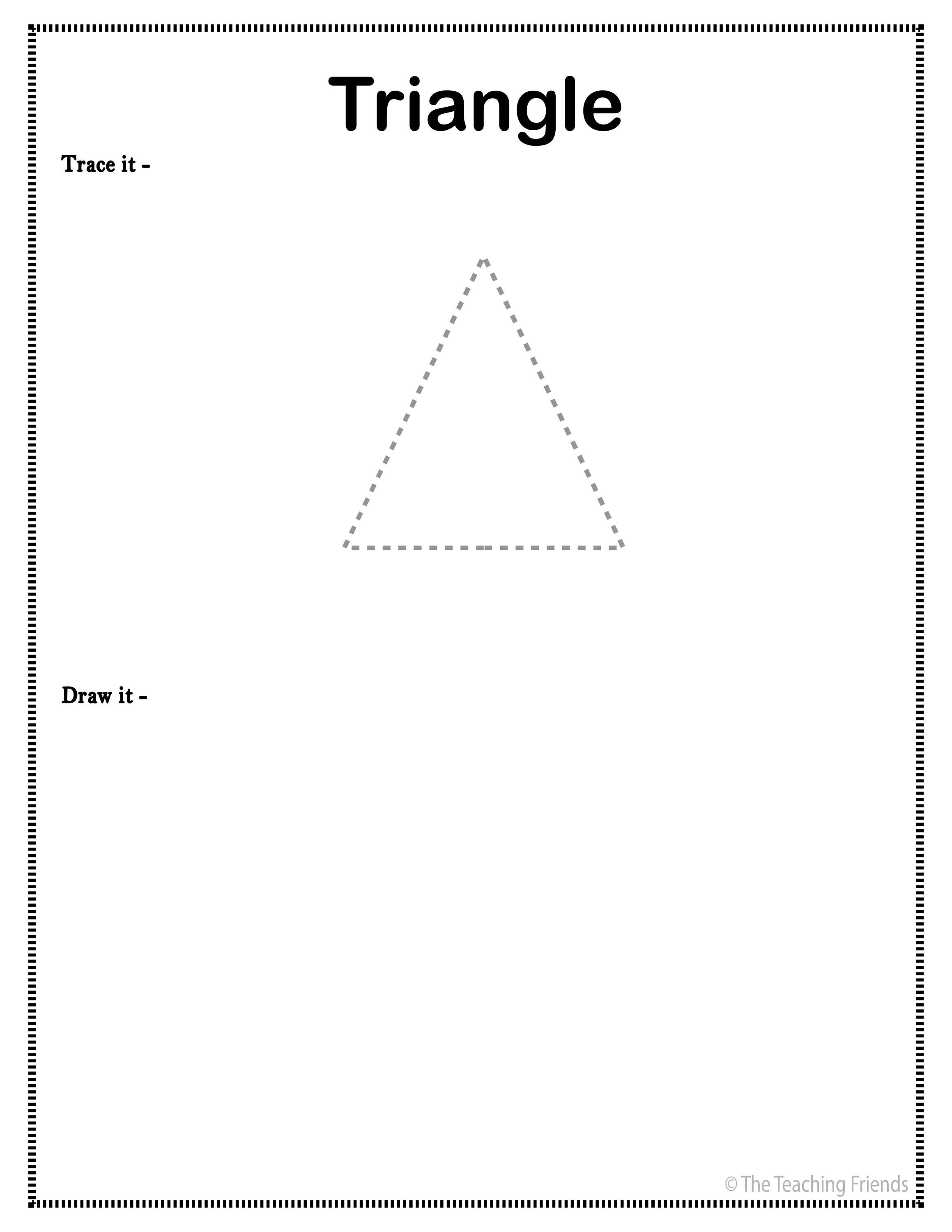 2D Shapes Tracing Drawing Worksheets Preschool Kindergarten Math ...
