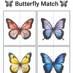 Butterfly Match Puzzle Symmetry Matching Game Preschool Kindergarten ...