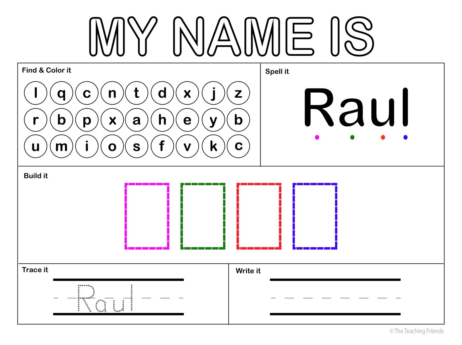 Personalized Name Worksheet: Spell, Trace & Write - Custom Kids ...