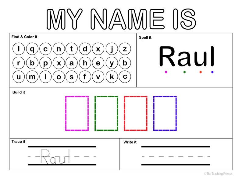 Personalized Name Worksheet: Spell, Trace & Write - Custom Kids ...