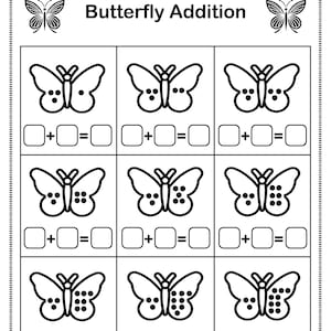 Butterfly Math Worksheets: Addition & Subtraction Practice (PDF) - Etsy