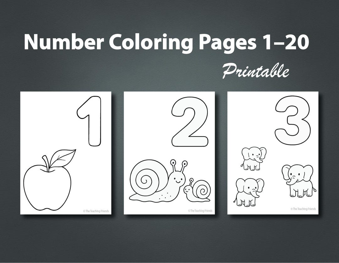 Number Coloring Pages 1-20 – Preschool Math Worksheets (printable PDF ...