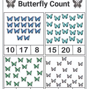Butterfly Counting Clip Cards 1-20, Preschool and Kindergarten Math ...