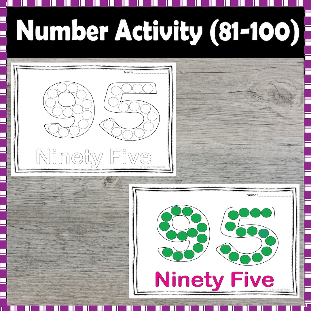 Number Dot Painting Worksheets 81-100| Bingo Daubers | Kindergarten ...