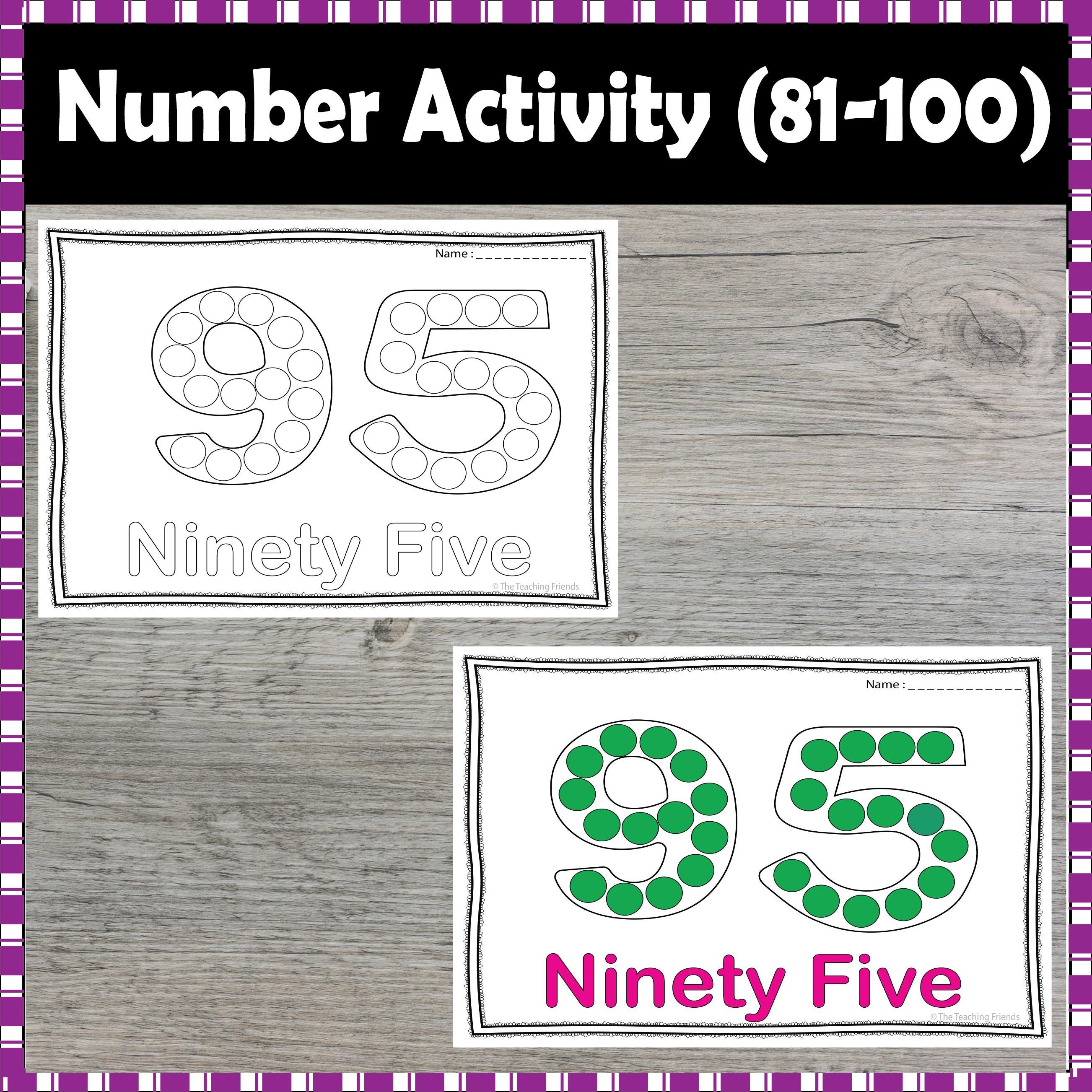Number Dot Painting Worksheets 81-100| Bingo Daubers | Kindergarten ...