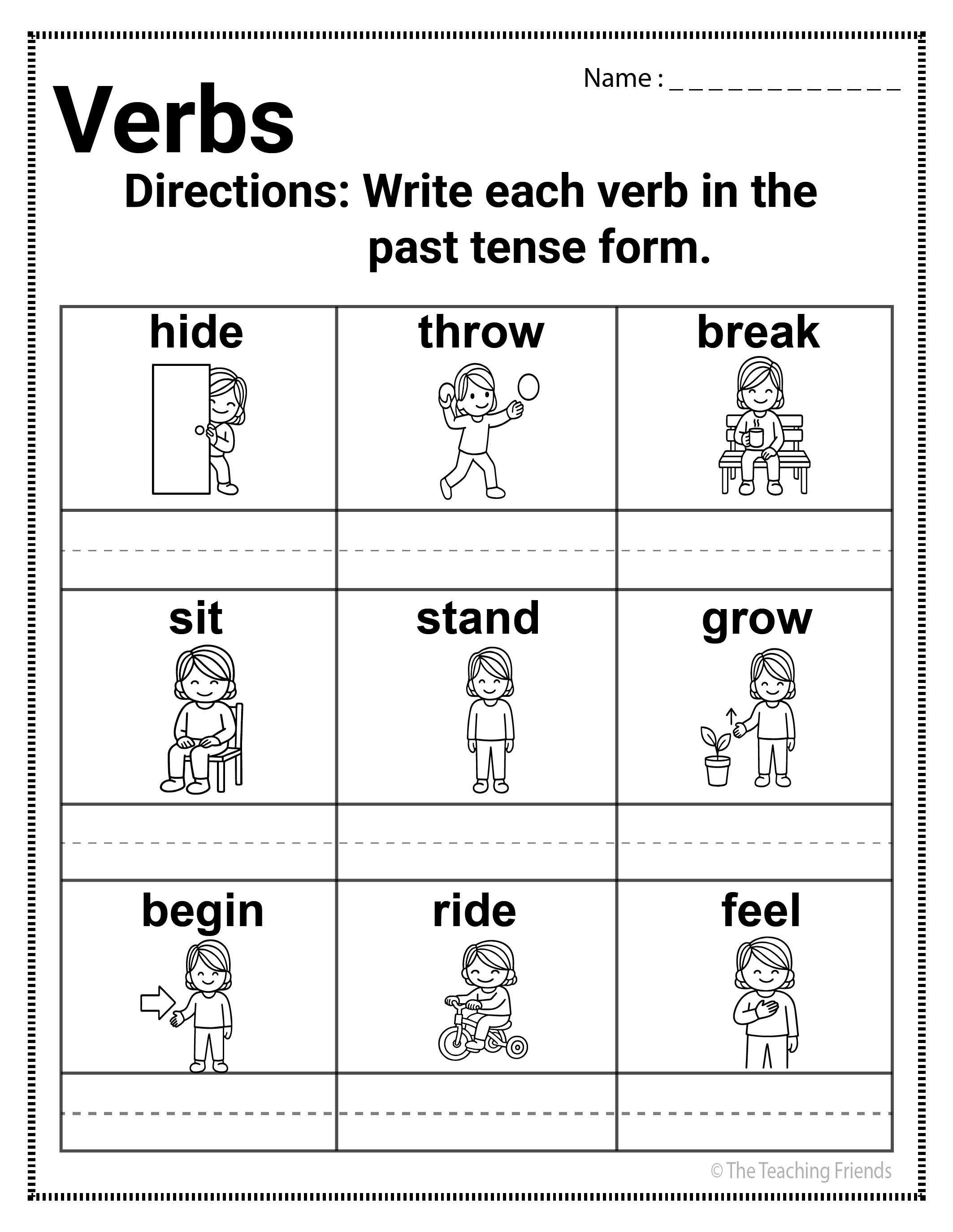 Past Tense Verb Worksheets | Kindergarten & 1st Grade (printable) - Etsy