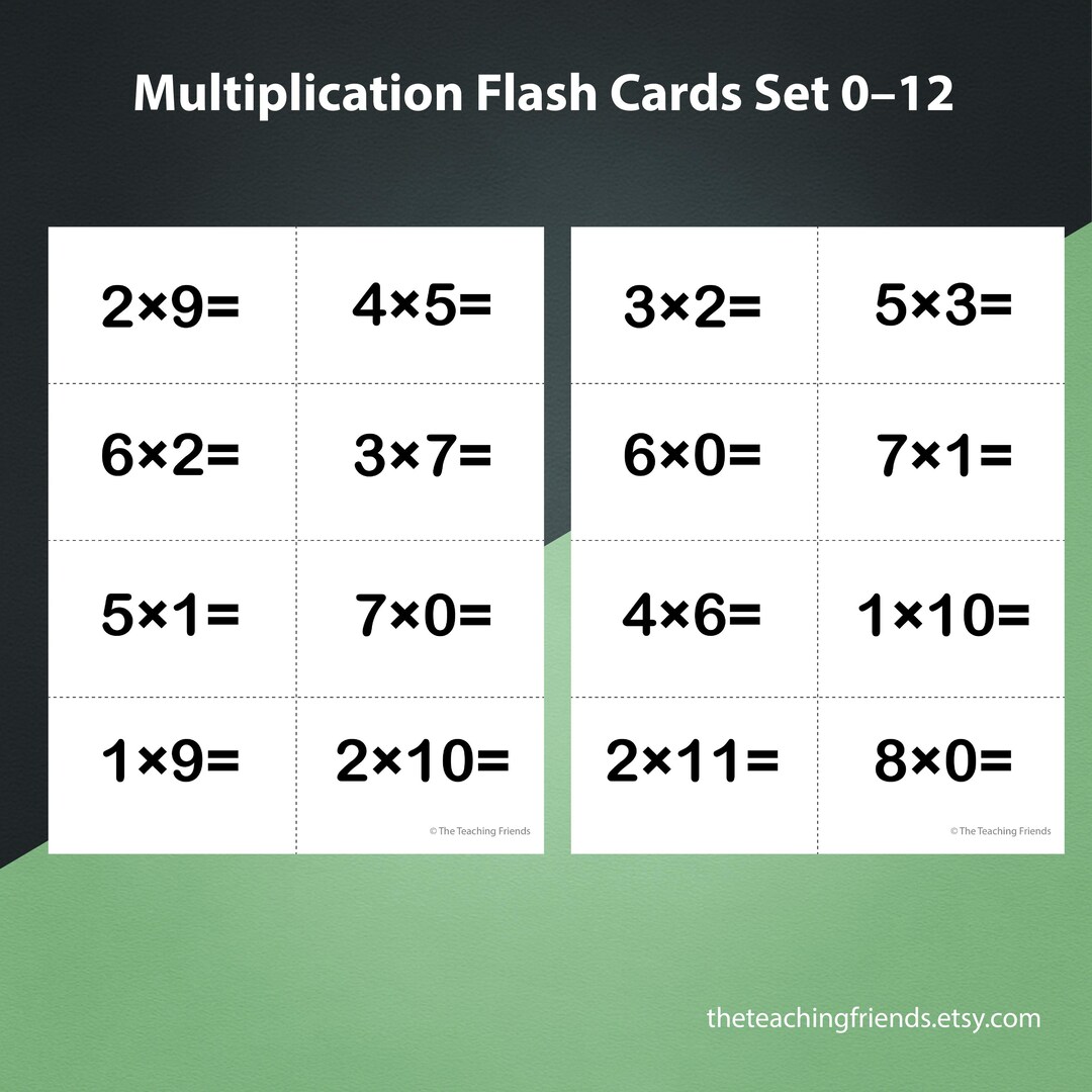 Multiplication Flash Cards 0–12 Printable PDF | Math Facts Practice ...