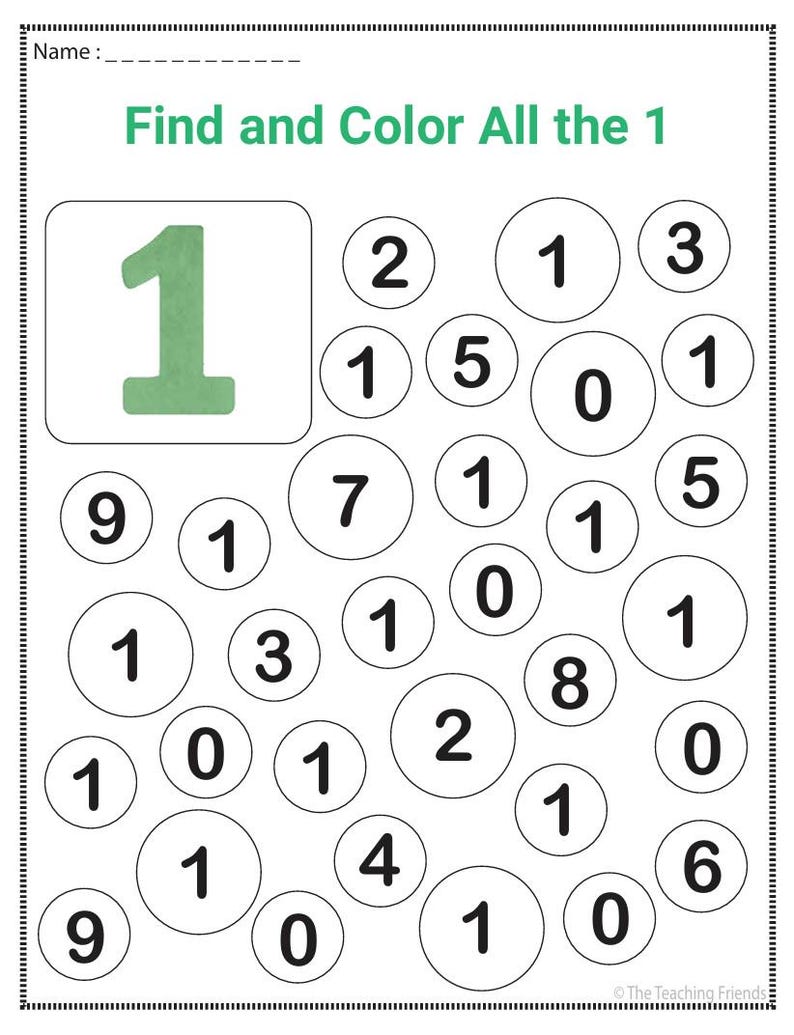 Find and Color Number Worksheets for Kids | Number Recognition Practice ...