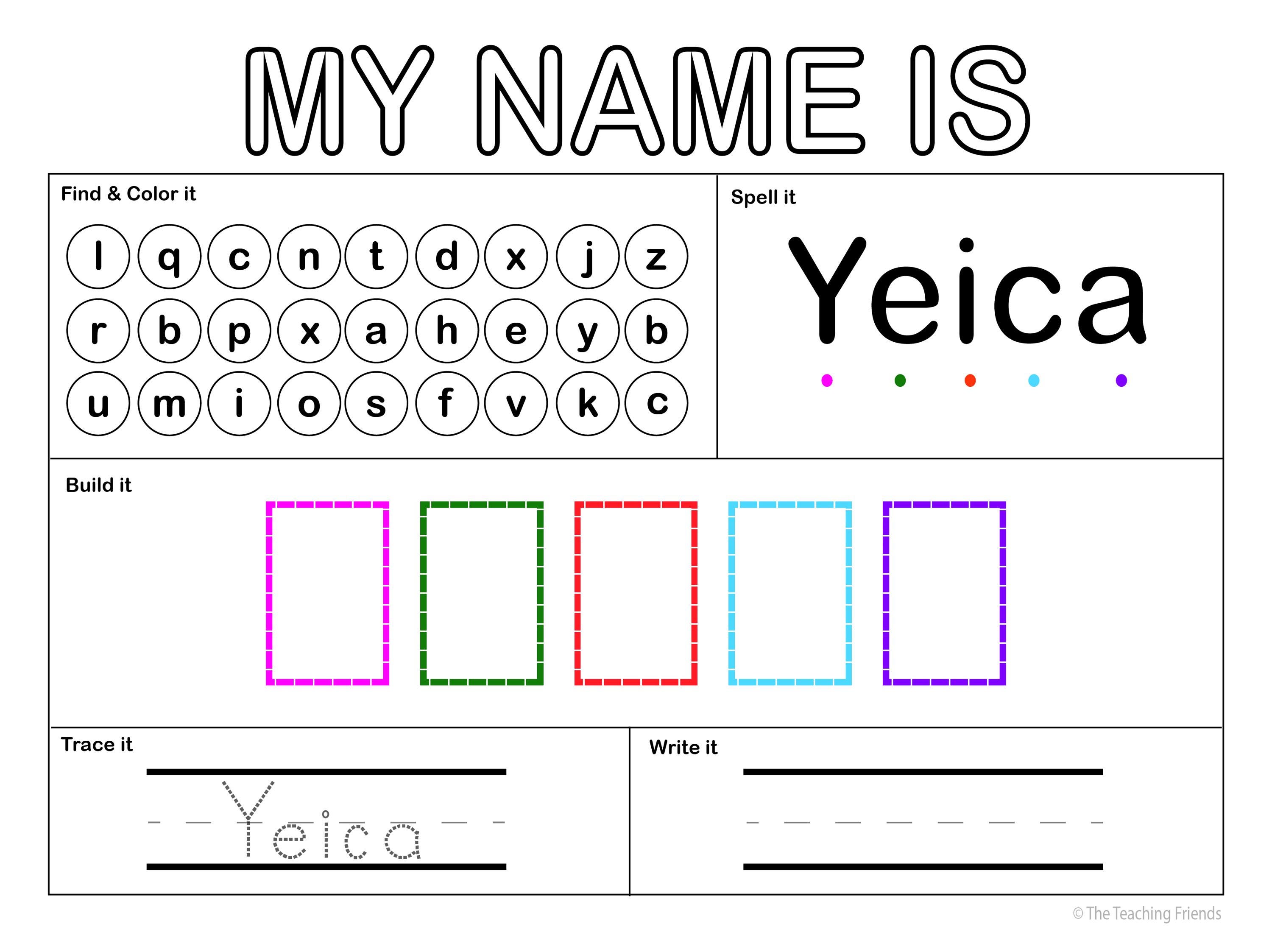 Personalized Name Worksheet: Spell, Trace & Write - Custom Kids ...