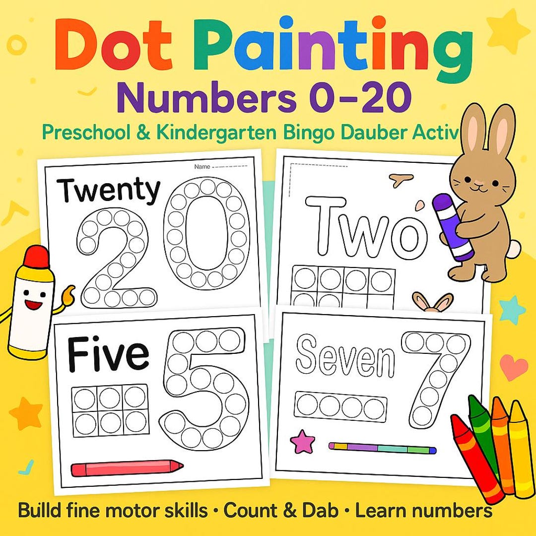 Number Recognition Dot Painting: Preschool Counting Activity (PDF ...