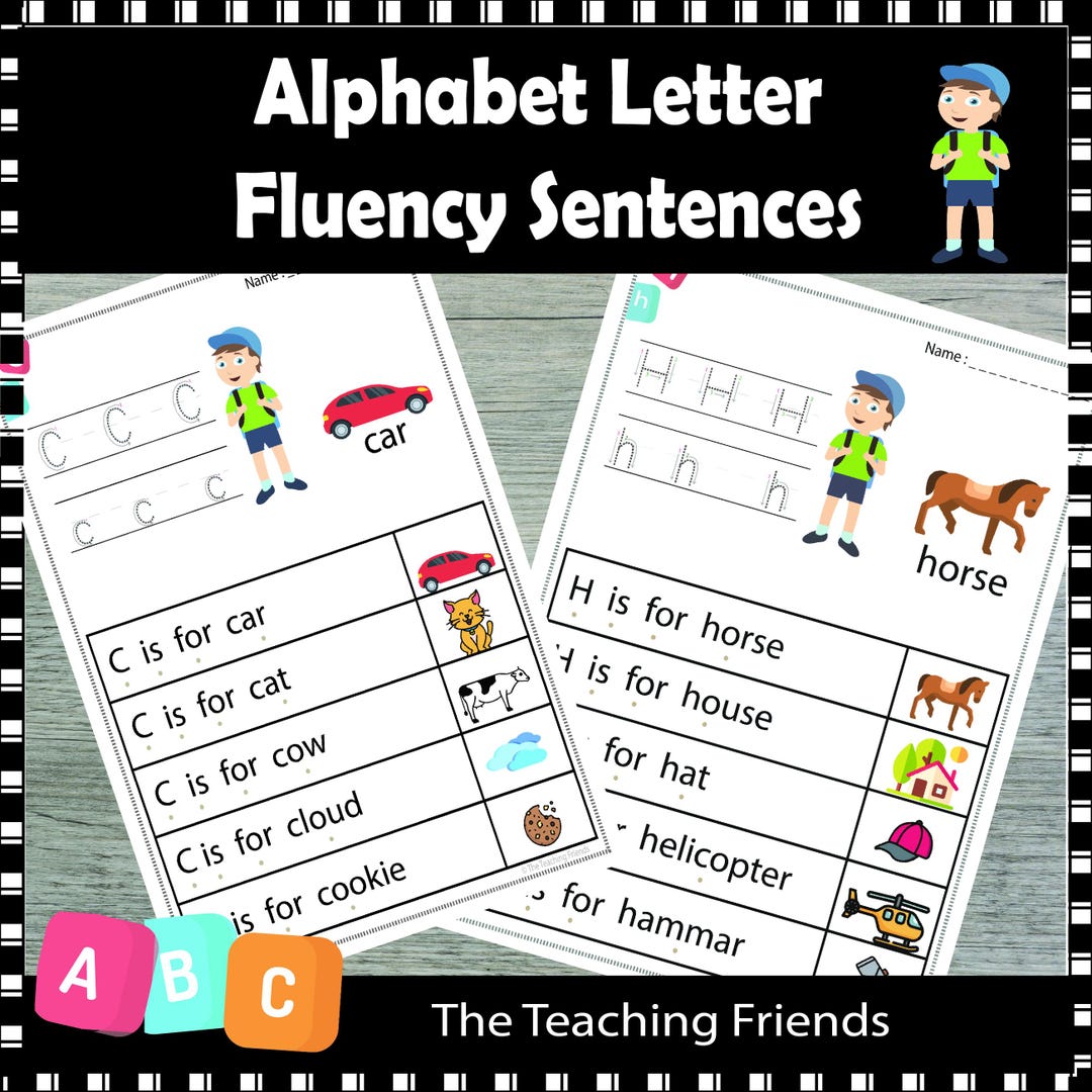 Alphabet Fluency Sentences Letter Recognition Initial Sounds Phonics ...