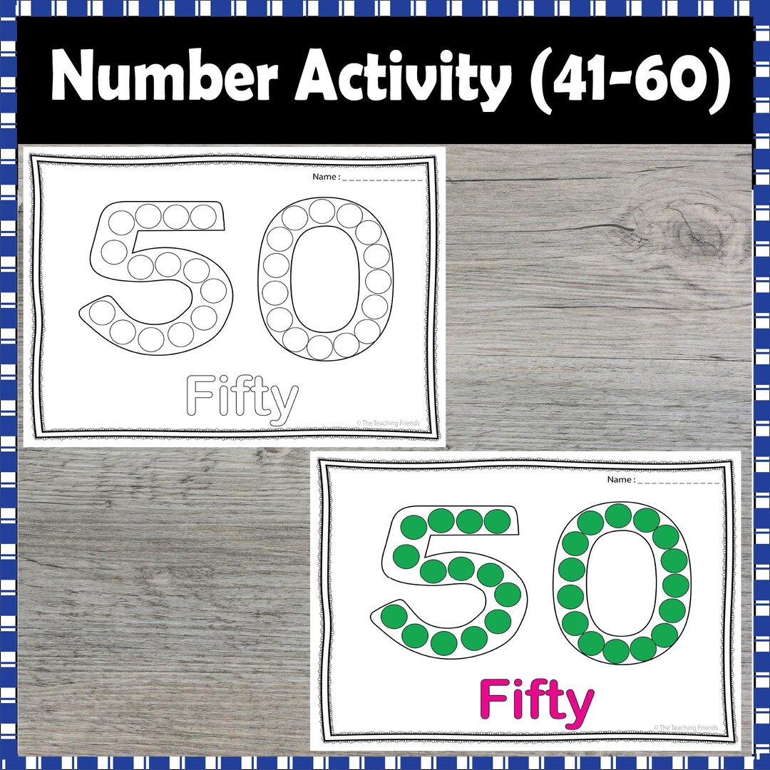 Number Dot Painting Worksheets 41-60, Bingo Dauber Math, Preschool ...