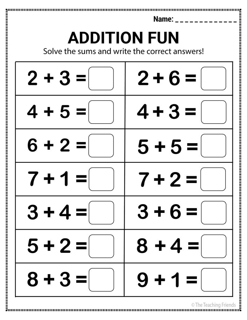 15 Printable Addition Worksheets, Fill in the Blanks Math Practice ...