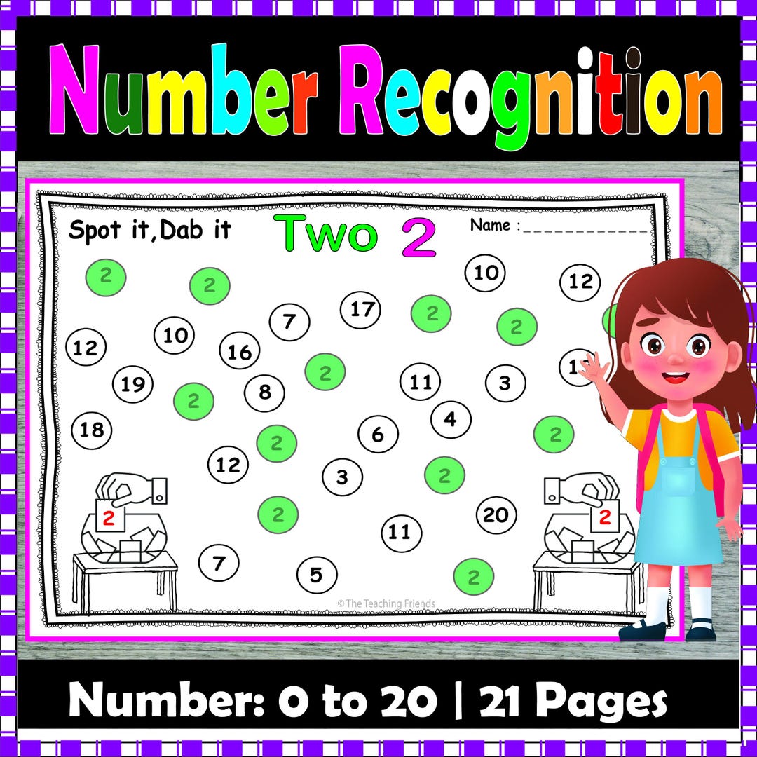 Number Recognition Counting Worksheets 0 to 20 Kindergarten Math Prek ...