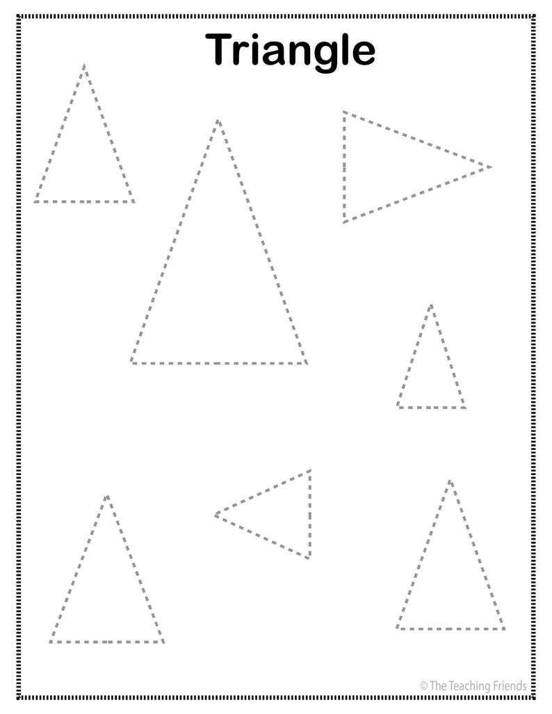 2D Shapes Tracing Drawing Worksheets Preschool Kindergarten Math ...