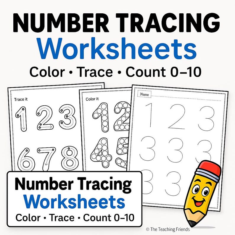 Number Tracing and Writing Worksheets | Practice 1-10 for Preschool ...