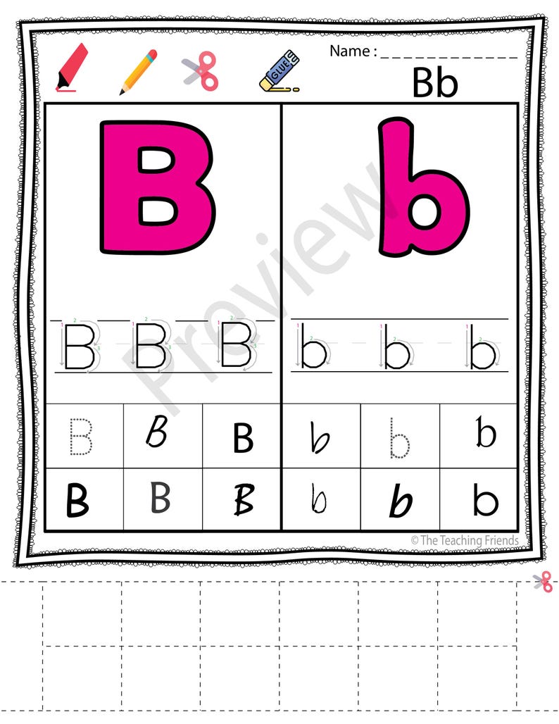 Alphabet Cut and Paste Letter Recognition Uppercase and Lowercase ABC ...