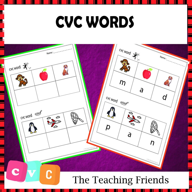 CVC Words Practice: Phonics Worksheets, Kindergarten Reading (PDF ...