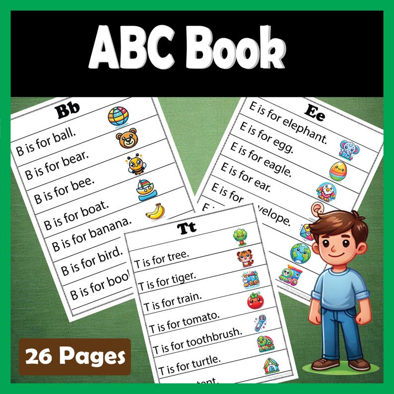ABC Book: Letter and Sound Recognition Worksheets (printable PDF) - Etsy