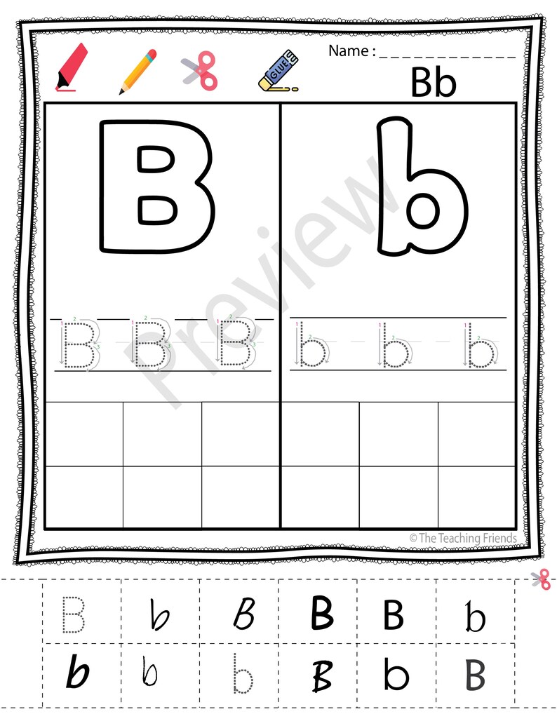 Alphabet Cut and Paste Letter Recognition Uppercase and Lowercase ABC ...