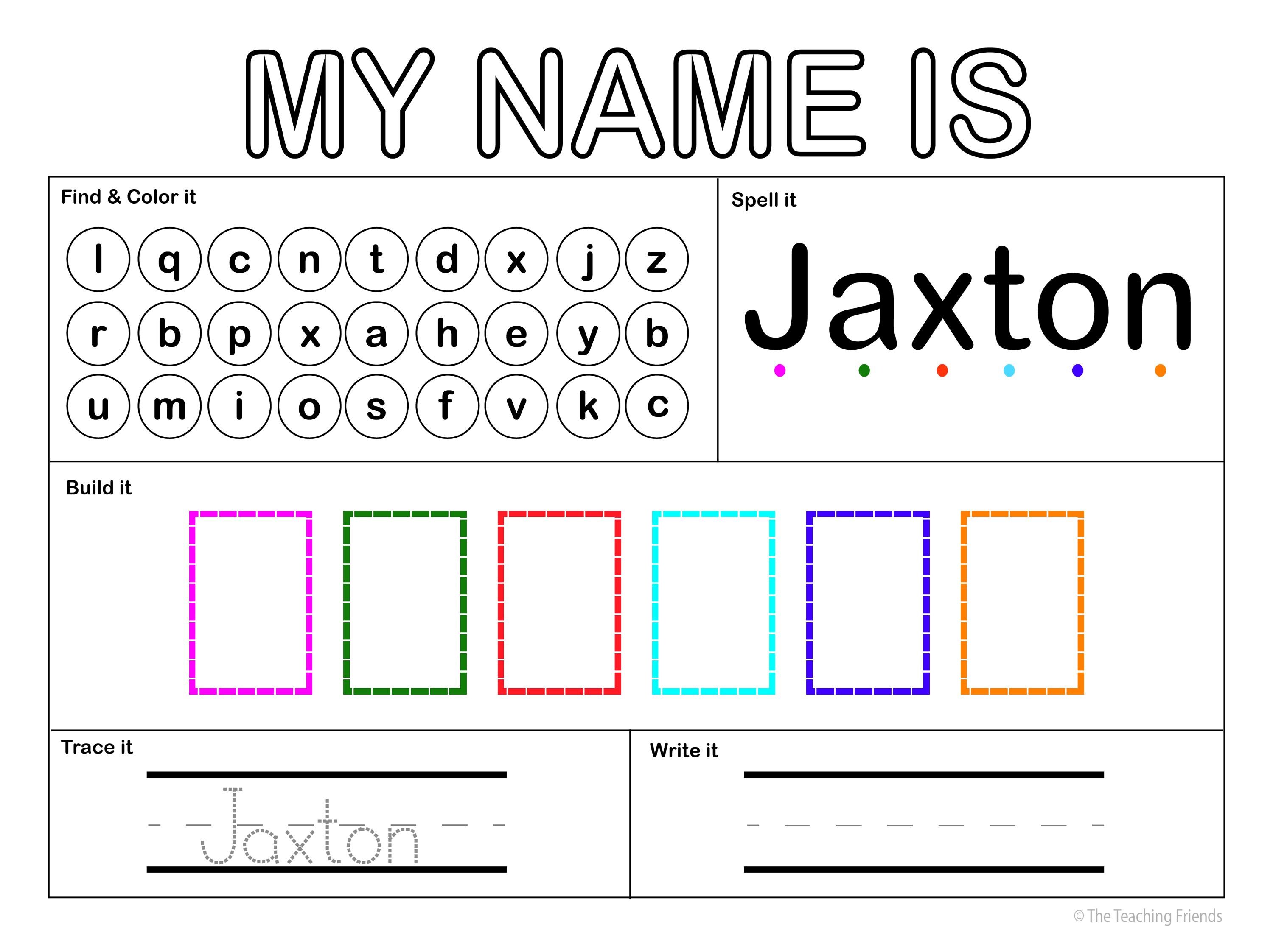 Personalized Name Worksheet: Spell, Trace & Write - Custom Kids ...