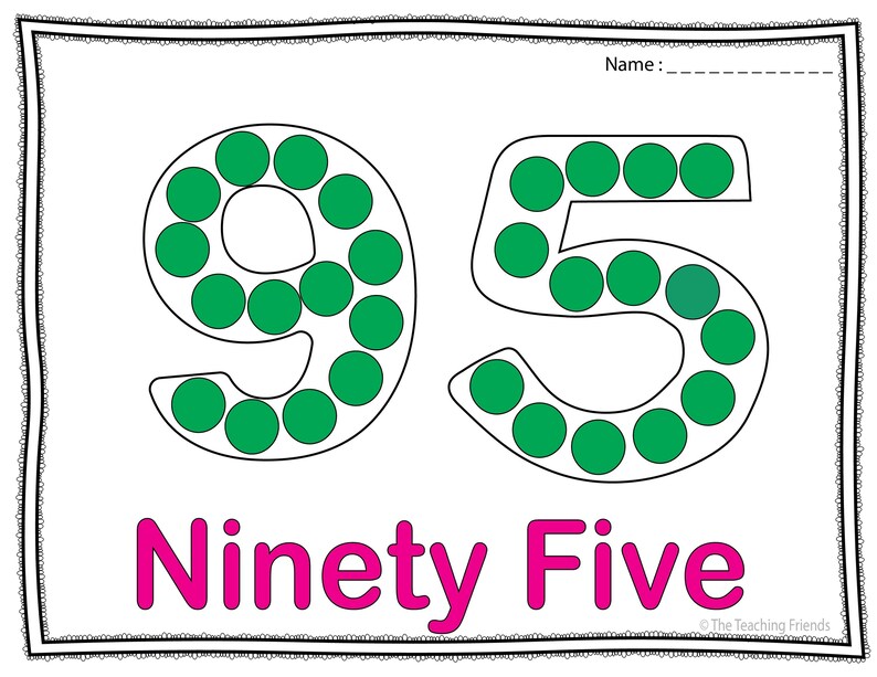 Number Dot Painting Worksheets 81-100| Bingo Daubers | Kindergarten ...