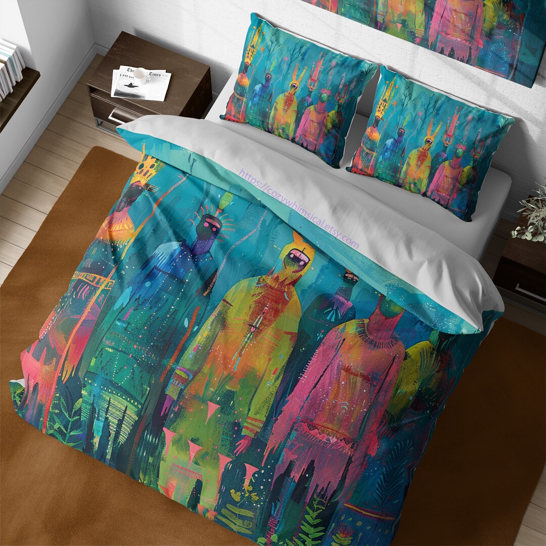 Dark Shaman Kings Duvet Cover Set, Spiritual Mystic Souls Bedding Set ...