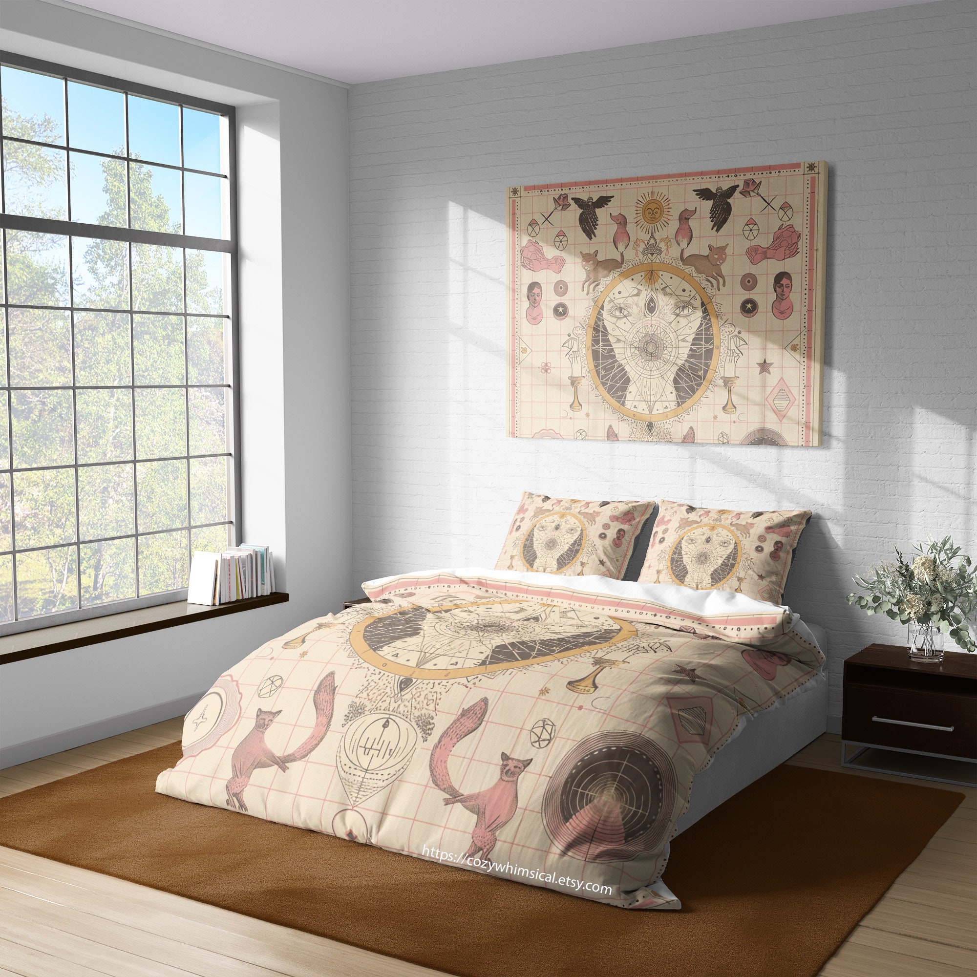 Vintage Aesthetic Celestial Bedding Set, Astrology Duvet Cover Set ...