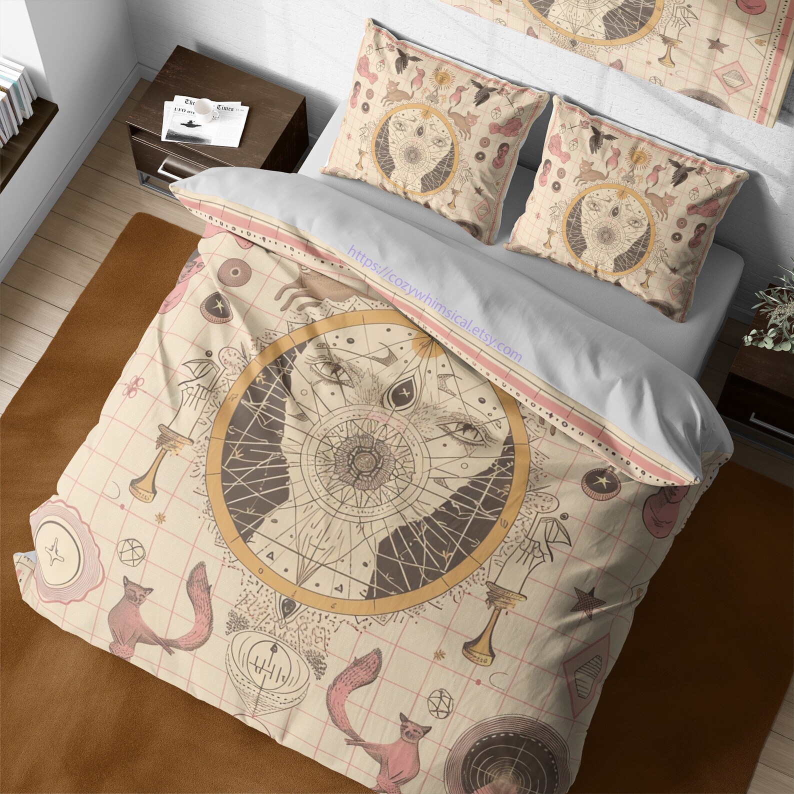 Vintage Aesthetic Celestial Bedding Set, Astrology Duvet Cover Set ...