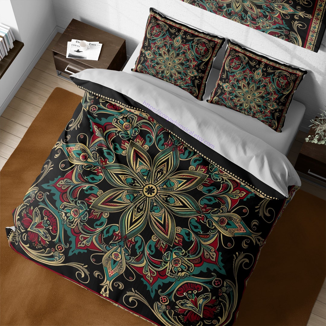 Royal Victorian Style Boho Mandala Bedding Set, Vintage Hippie Duvet ...