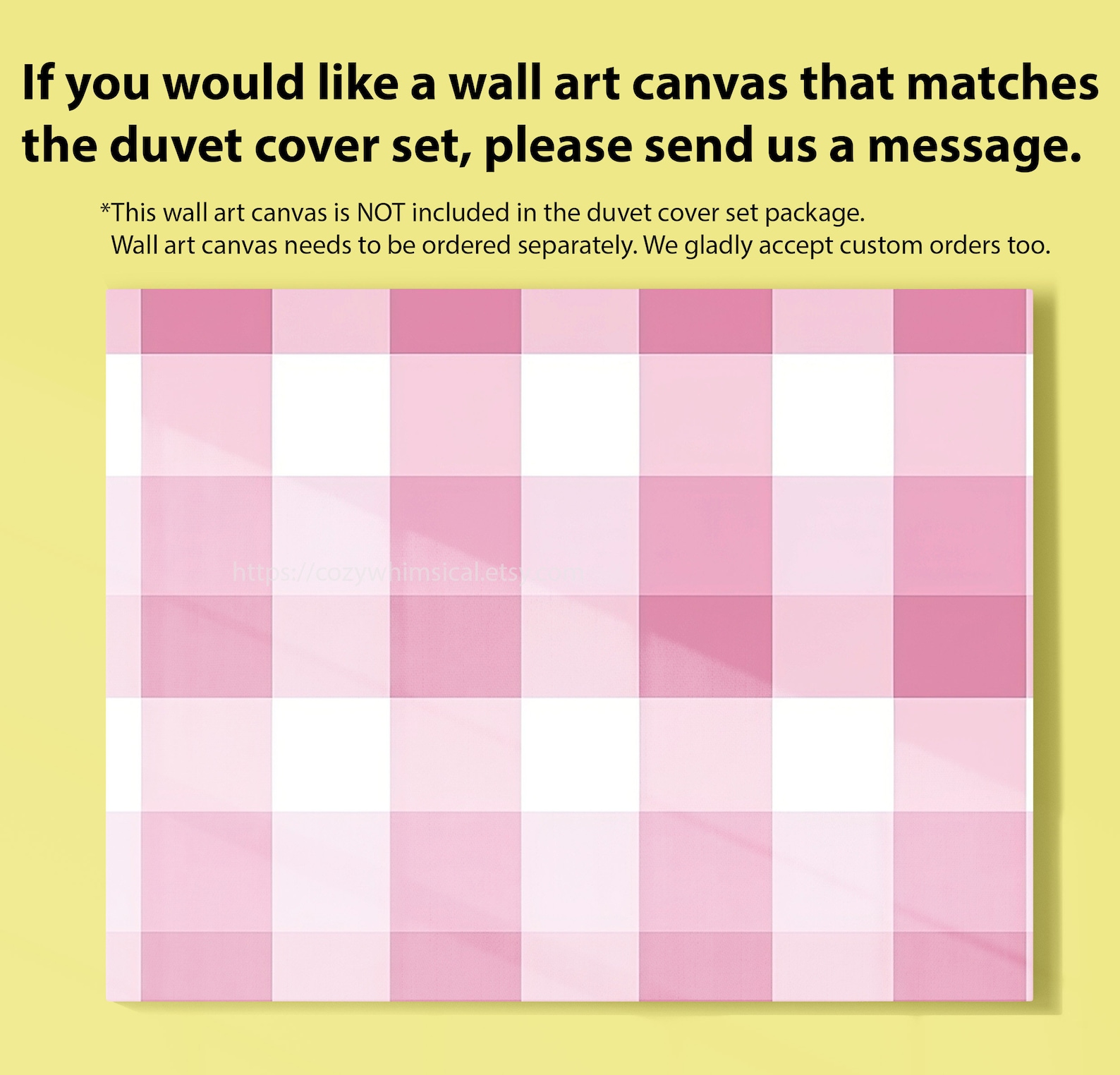 Pastel Pink Gingham Check Bedding, Checkered Plaid Duvet Cover Set ...