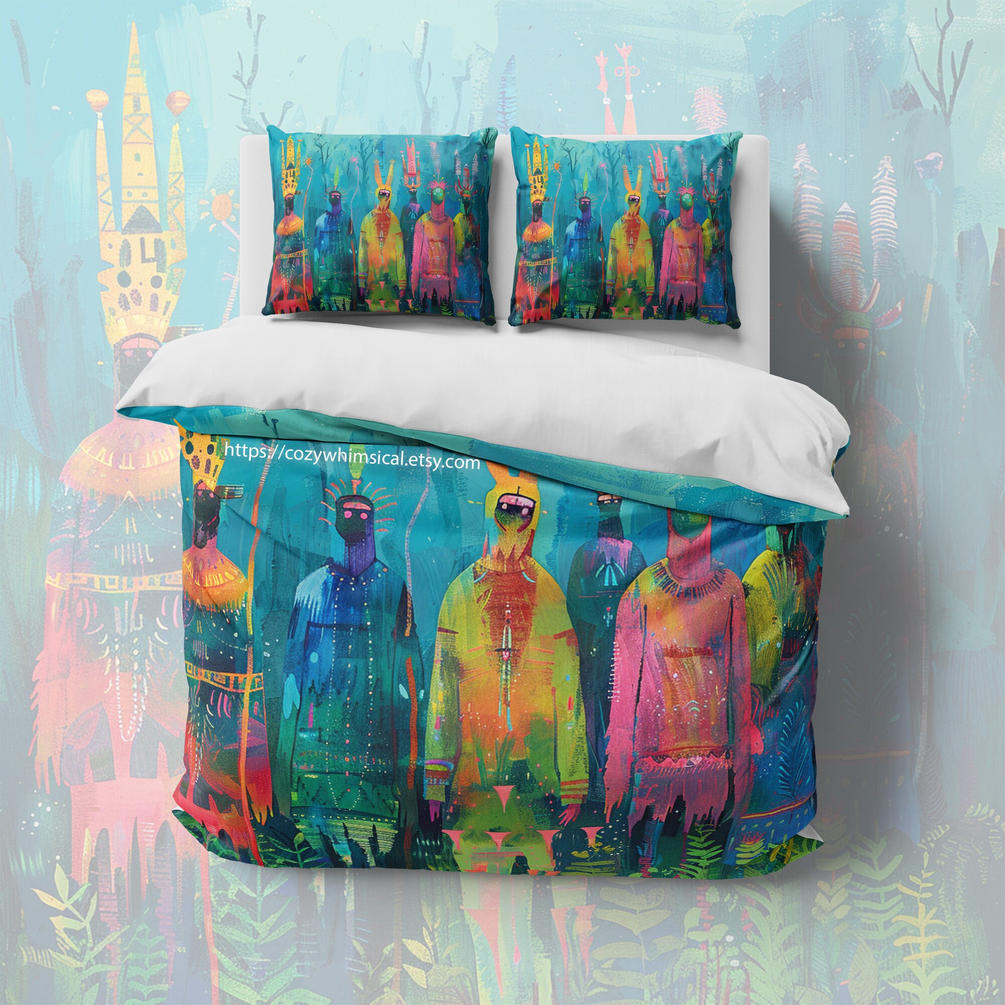 Dark Shaman Kings Duvet Cover Set, Spiritual Mystic Souls Bedding Set ...