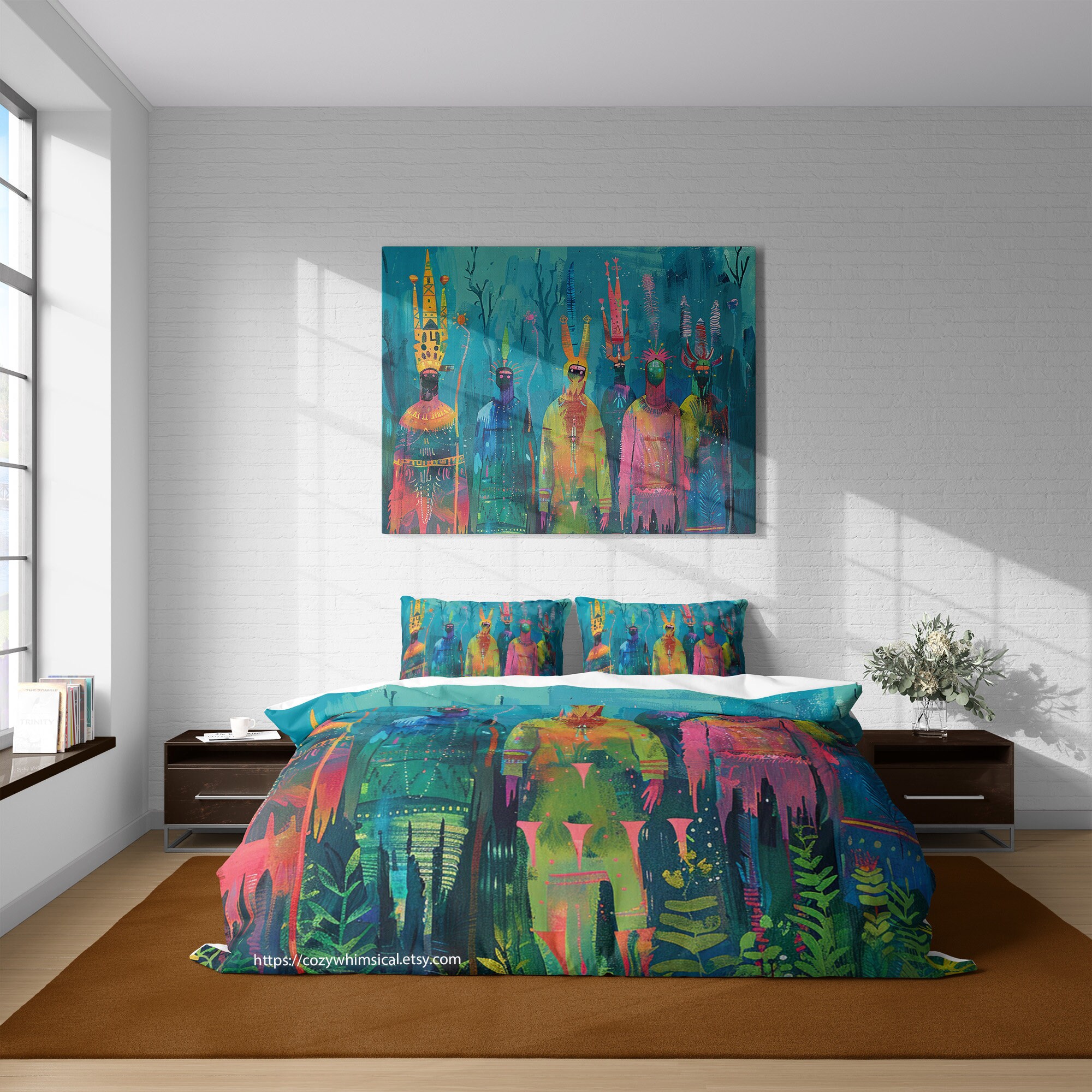 Dark Shaman Kings Duvet Cover Set, Spiritual Mystic Souls Bedding Set ...