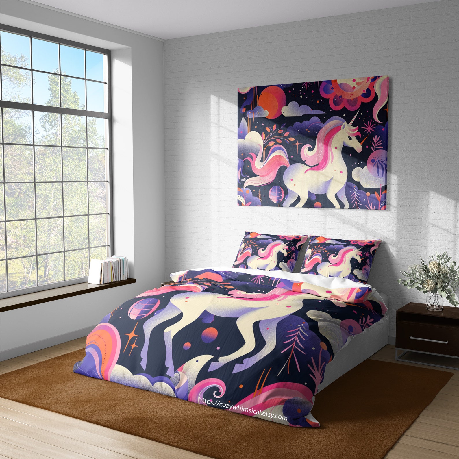 Mystical Unicorn Girl's Comforter Cover, Cute Duvet Sets, Toddler ...