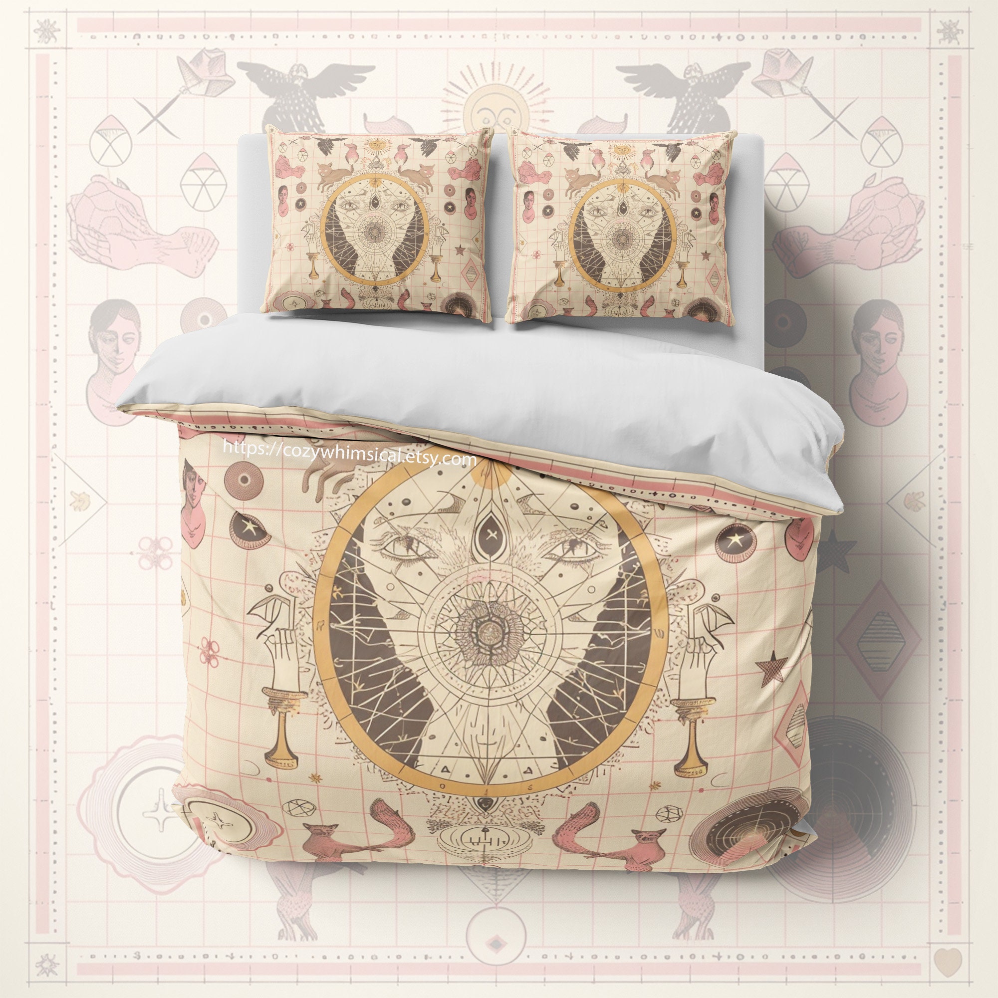 Vintage Aesthetic Celestial Bedding Set, Astrology Duvet Cover Set ...