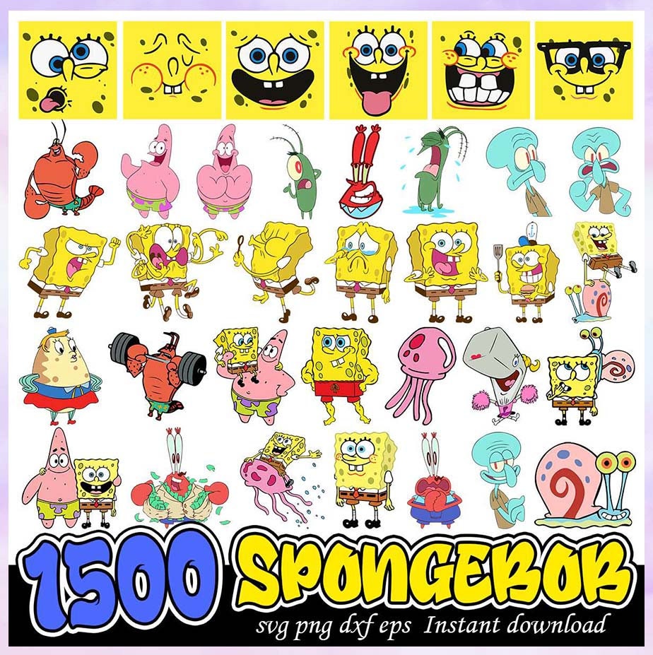 Spongebob Svg, Spongebob Faces Cricut, Squarepants Svg, Spongebob Faces ...