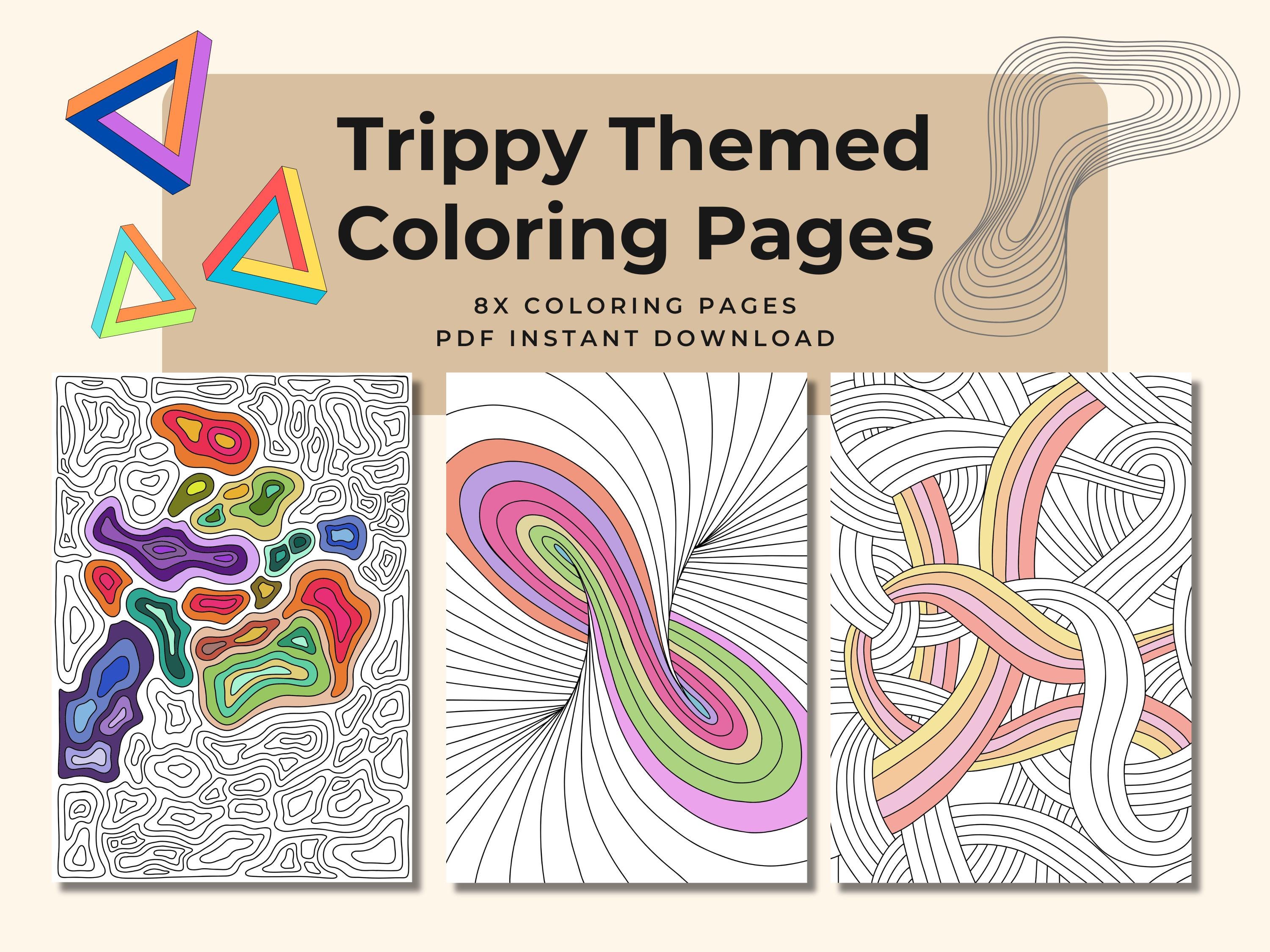 Trippy Illusion Themed Coloring Pages | 8 Printable Coloring Pages ...