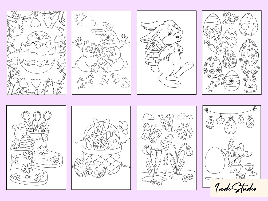 Easter Themed Coloring Pages | 8 Printable Coloring Pages | Easy ...