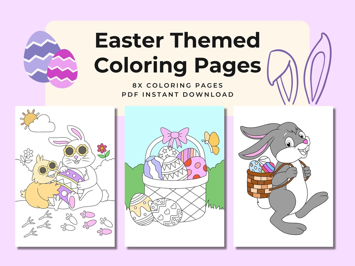 Easter Themed Coloring Pages | 8 Printable Coloring Pages | Easy ...