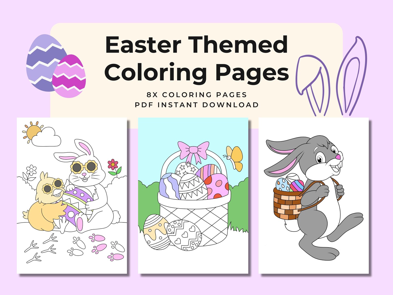 Easter Themed Coloring Pages | 8 Printable Coloring Pages | Easy ...