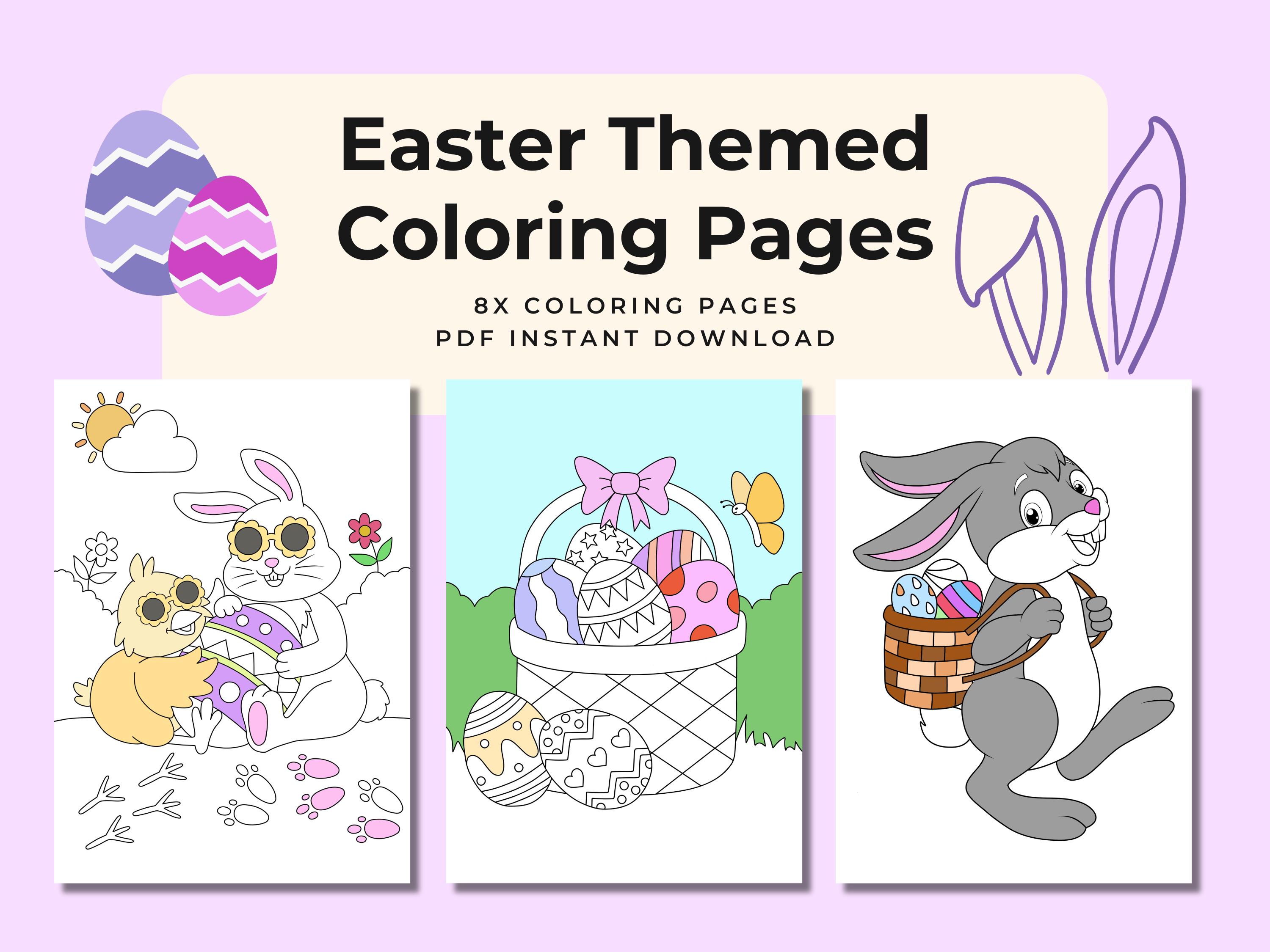Easter Themed Coloring Pages | 8 Printable Coloring Pages | Easy ...