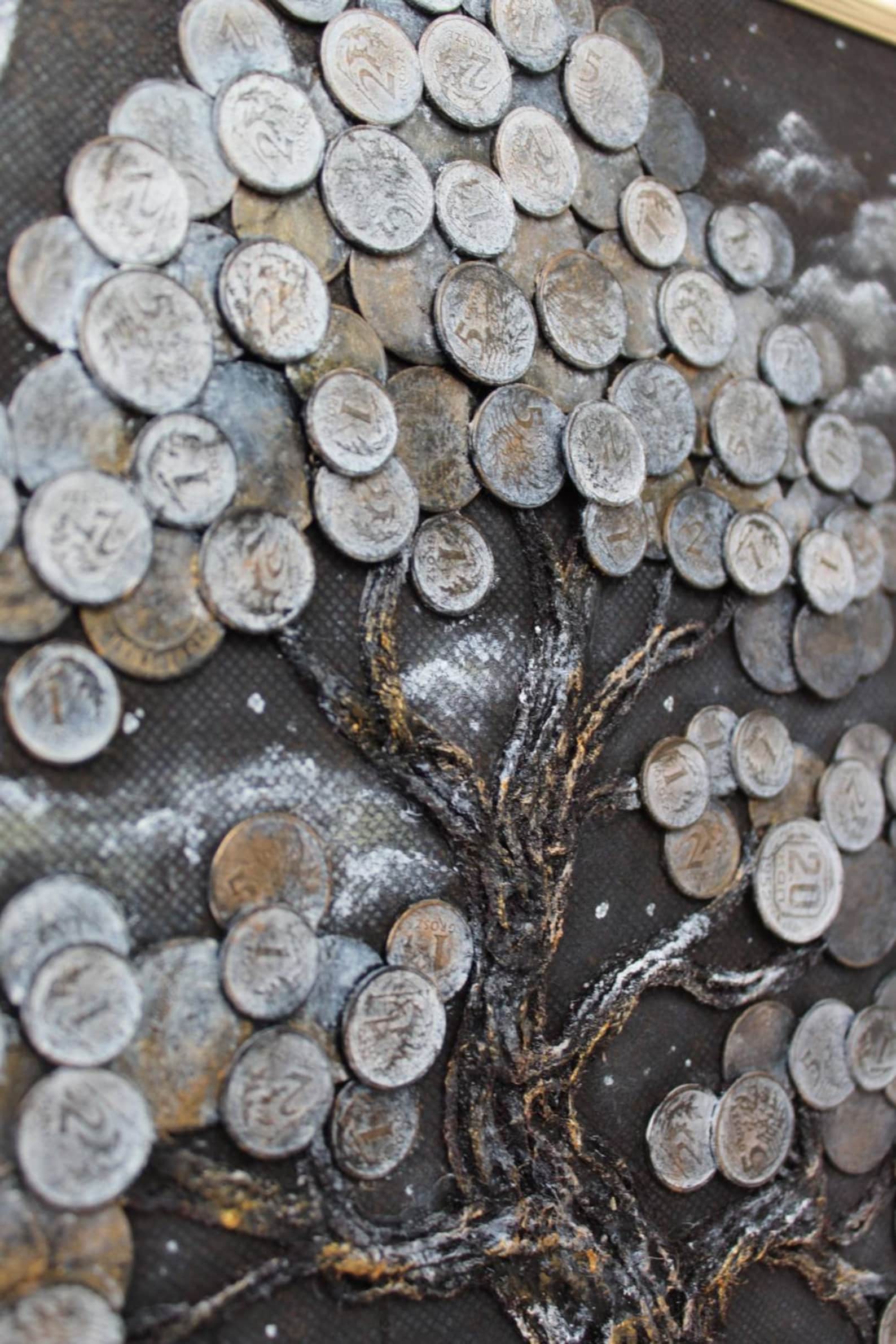 Enchanting Golden Money Tree Painting: Prosperous Wall Art for Home ...