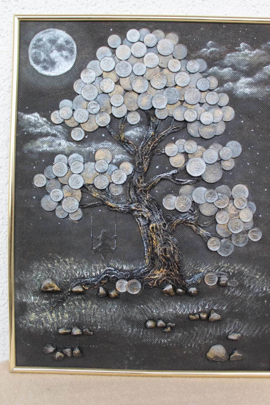 Enchanting Golden Money Tree Painting: Prosperous Wall Art for Home ...