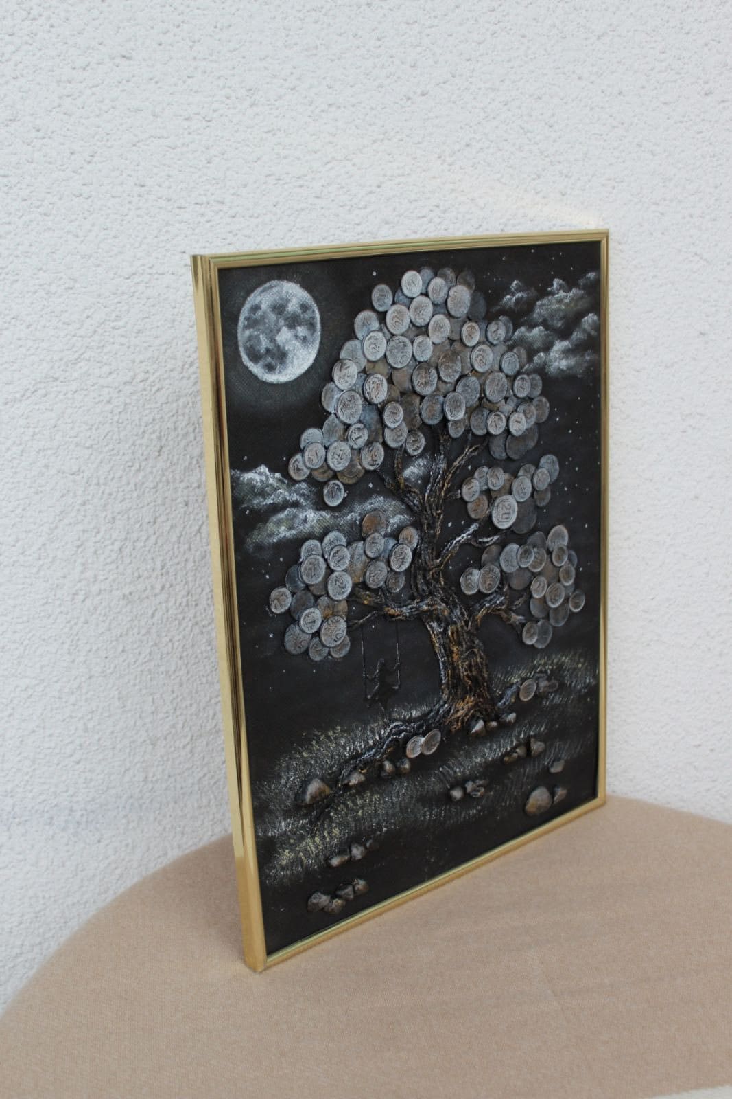 Enchanting Golden Money Tree Painting: Prosperous Wall Art for Home ...