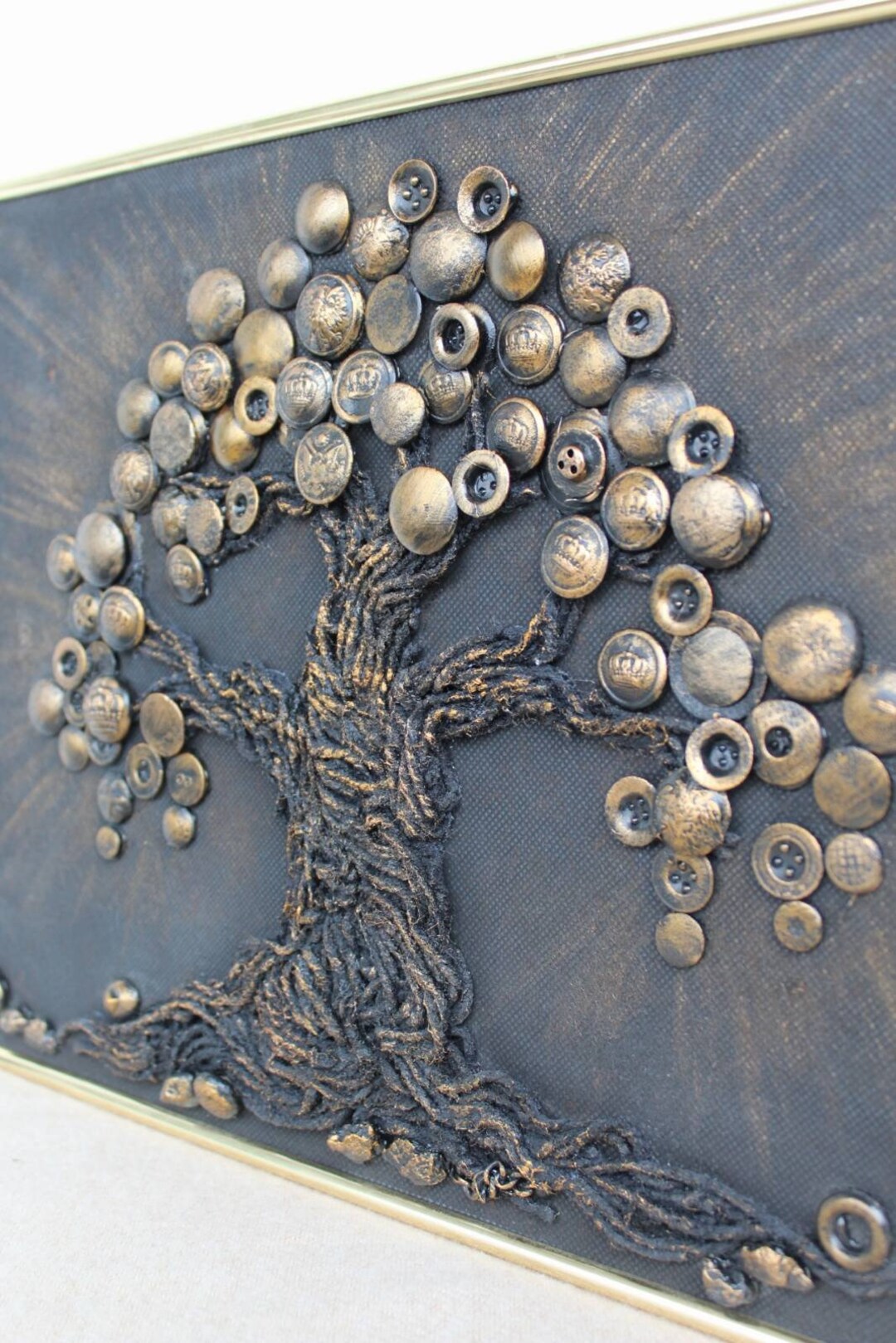 Button Tree Art: Golden Coin Bouquet Wall Decor for Prosperity Luck - Etsy