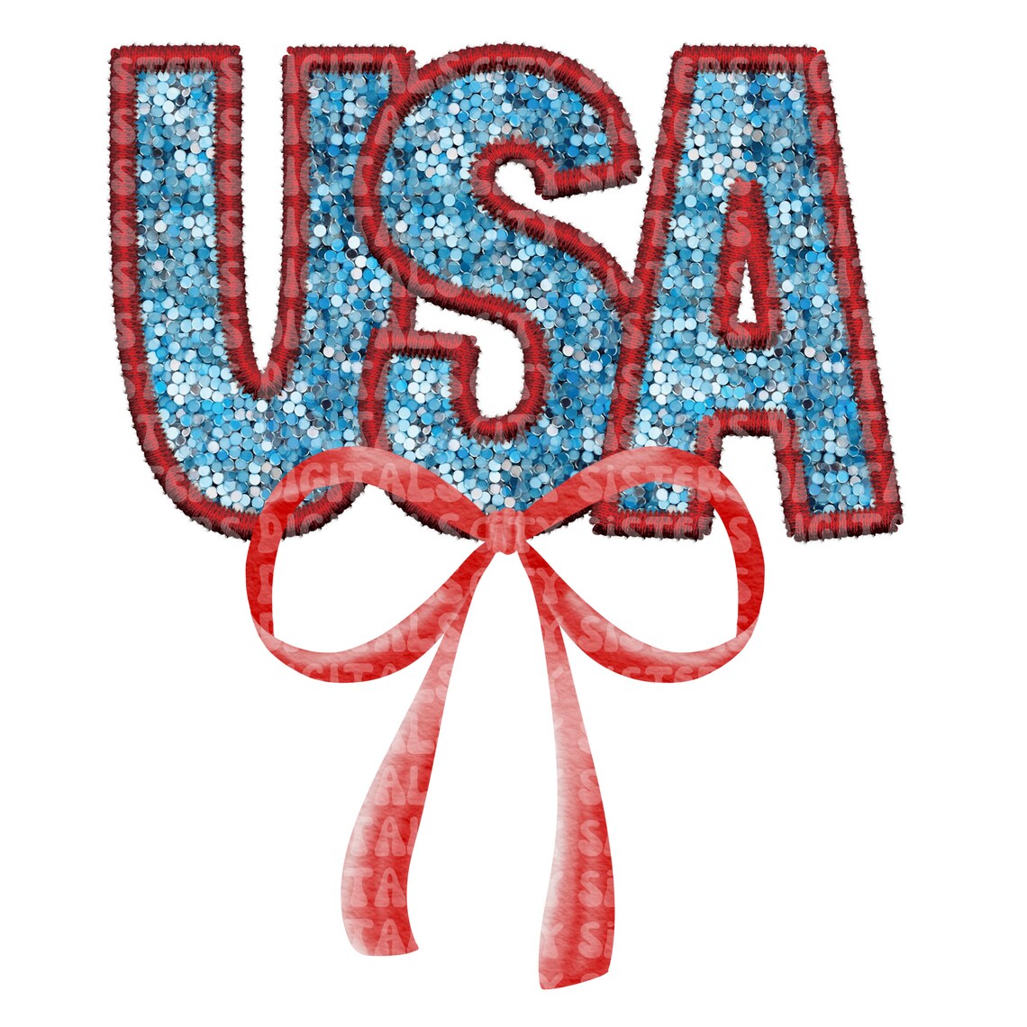 GLITTER USA BOW Png, 4th of July for Sublimation & Dtf, Glitter Png ...