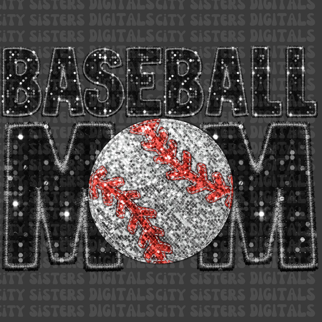 BASEBALL MOM PNG, Glitter Baseball Png, Baseball Game Day Png, Faux Sequins Png, Faux Glitter ...