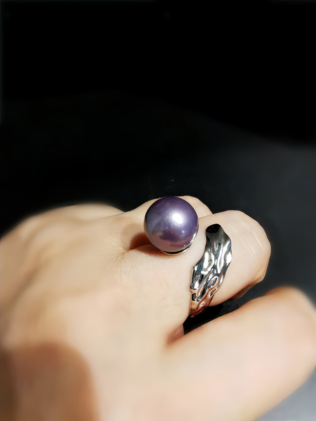 Dainty Open Pearl Ring Natural Freshwater Pearl Ring Minimalist Wedding ...